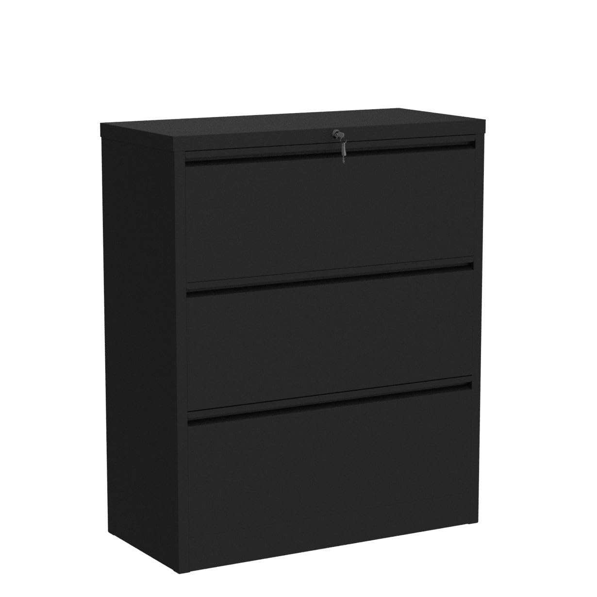 YITAHOME 2 Drawer Lateral File Cabinet, Stainless Steel Wide Lateral File Cabinet with Lock, Metal Filing Storage Cabinet for Legal/Letter A4 Size, Assembly Required，Office Organizer (Black)