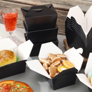 Norme 100 Pack 30 oz Paper Take out Boxes Disposable Black Take out Food Containers, Paper Food Boxes for Restaurant, Catering, Party and Gift Boxes