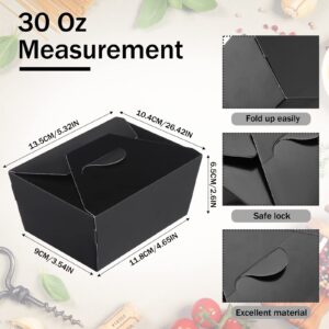 Norme 100 Pack 30 oz Paper Take out Boxes Disposable Black Take out Food Containers, Paper Food Boxes for Restaurant, Catering, Party and Gift Boxes