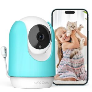 sv3c indoor security camera 2k pan/tilt wireless wifi pet camera temp & humidity cry noise and motion detection, two way audio 2.4g baby monitor ir night vision compatible with alexa