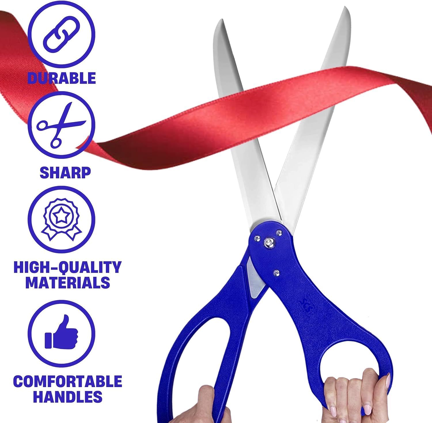 25" Blue Grand Opening Scissors – Blue Giant Scissors for Ribbon Cutting Ceremony Heavy Duty Scissors Giants Ribbon Cutting Scissors for Special Events Inaugurations and Ceremonies