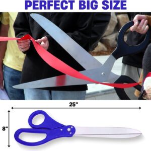 25" Blue Grand Opening Scissors – Blue Giant Scissors for Ribbon Cutting Ceremony Heavy Duty Scissors Giants Ribbon Cutting Scissors for Special Events Inaugurations and Ceremonies