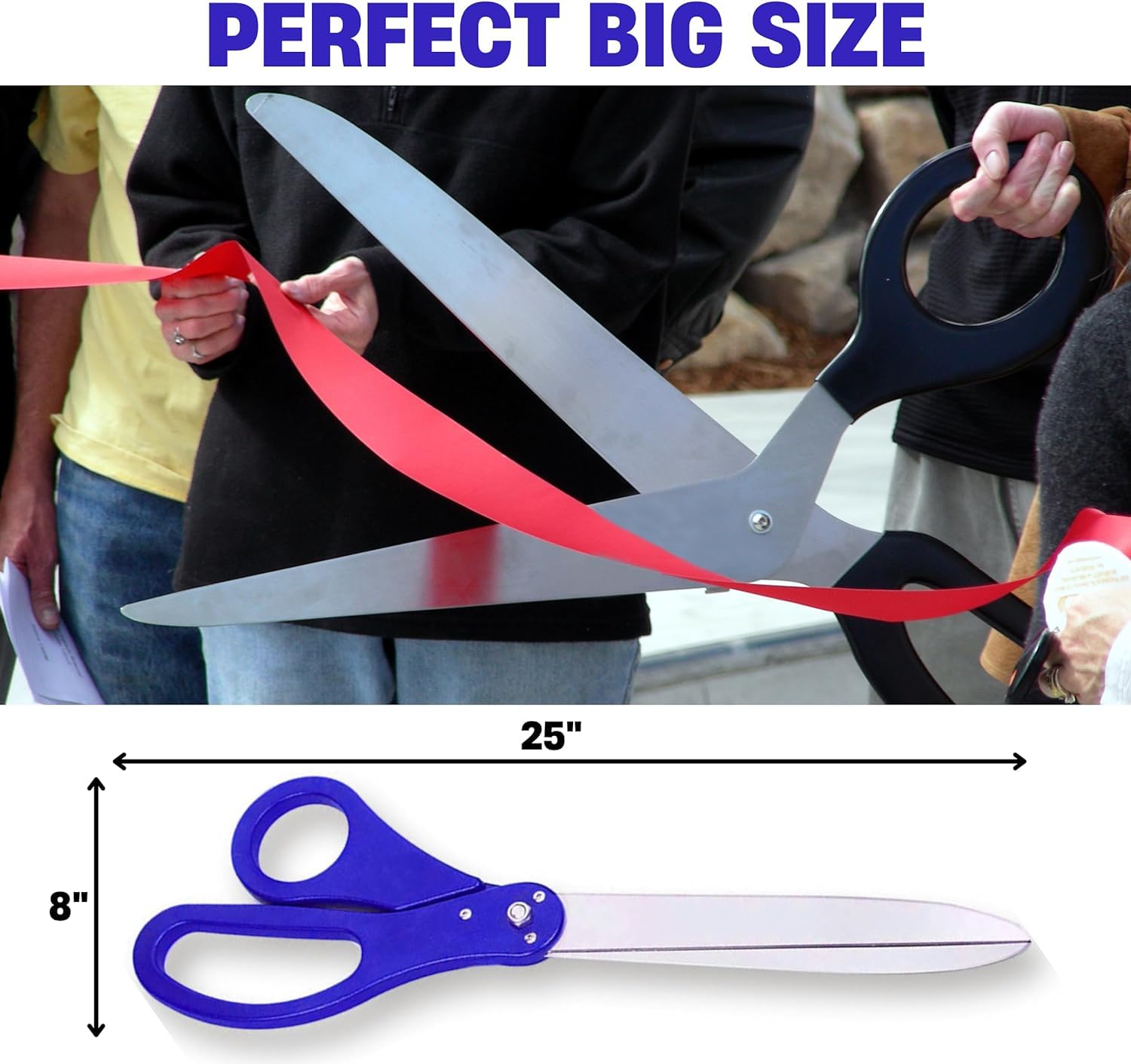 25" Blue Grand Opening Scissors – Blue Giant Scissors for Ribbon Cutting Ceremony Heavy Duty Scissors Giants Ribbon Cutting Scissors for Special Events Inaugurations and Ceremonies