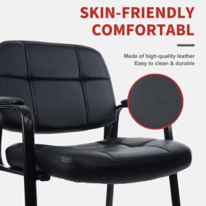 CLATINA Big & Tall Office Guest Chair 400lbs with Bonded Leather Padded Armrest Backrest Wide Seat Reception Guest Chair for Conference Waiting Room Office Set of 2