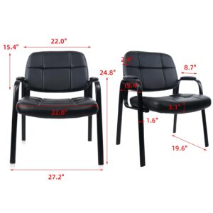 CLATINA Big & Tall Office Guest Chair 400lbs with Bonded Leather Padded Armrest Backrest Wide Seat Reception Guest Chair for Conference Waiting Room Office Set of 2