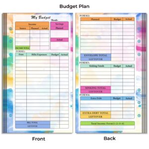 A6 Budget Planner Refill, Prefdo 82 Sheets Weekly Planner Monthly Calendar Inserts 6-Hole Budget Planner for A6 Budget Binder Cover, Binder Money Organizer for Cash, Saving (Set 2)