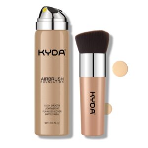 kyda airbrush foundation spray, silky foundation mist makeup, flawless coverage for smooth creamy nude finish, breathable blendable lasting formula, moisturizing makeup primer-#220 natural beige