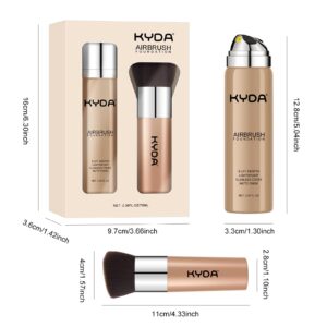 KYDA AirBrush Foundation Spray, Silky Foundation Mist Makeup, Flawless Coverage for Smooth Creamy Nude Finish, Breathable Blendable Lasting Formula, Moisturizing Makeup Primer-#220 Natural Beige