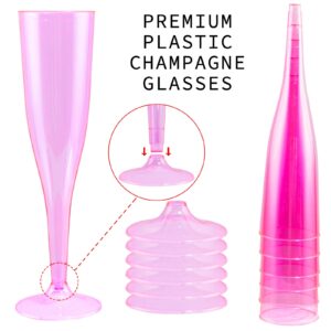 WDF 36 Pack Colorful Plastic Champagne Flutes - 7OZ Colorful Champagne Flutes Plastic, Pink, Yellow, Green, Blue, Purple, Orange Champagne Glasses 6 Pieces Each