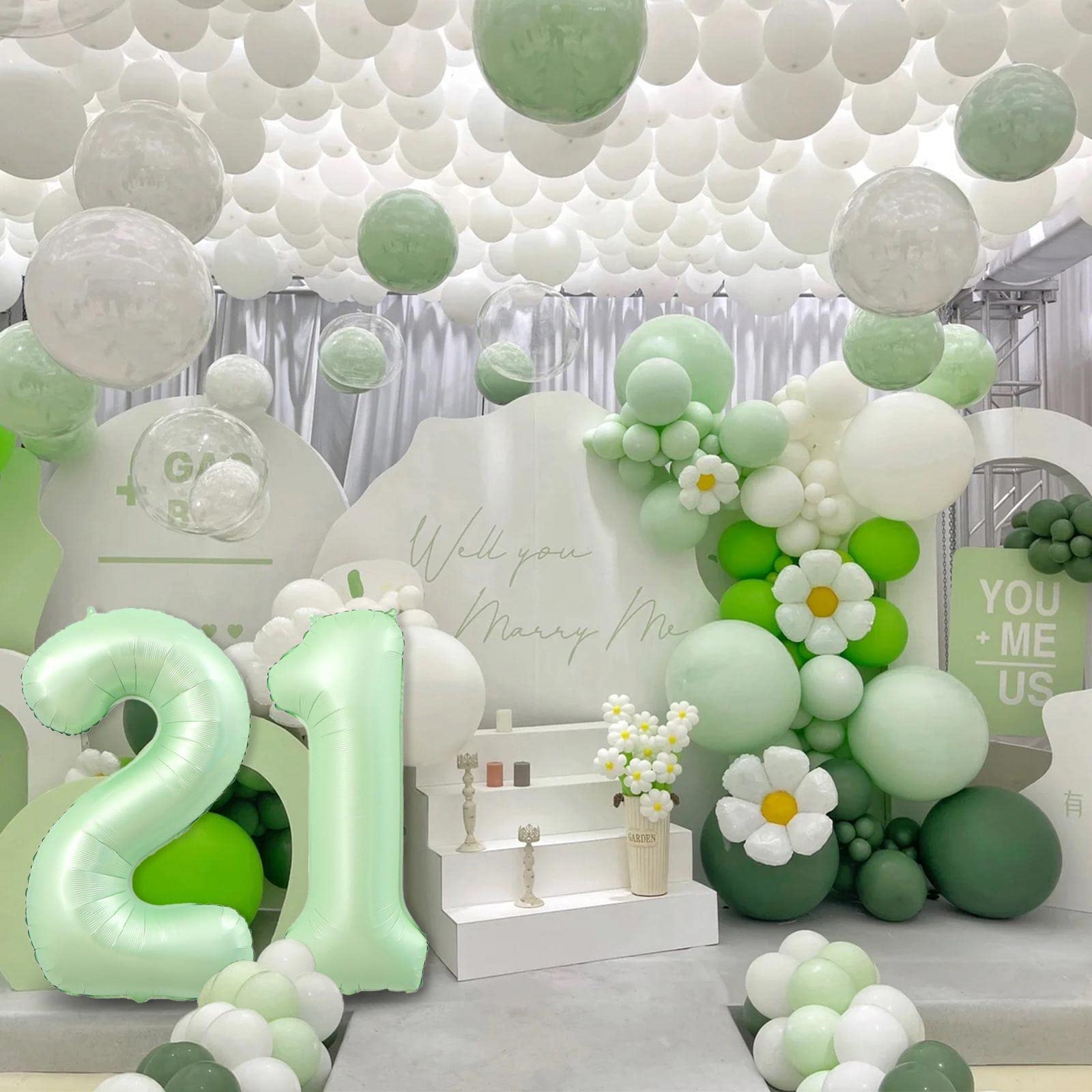 13 Balloon Number, 40 Inch Light Green Foil Balloons Giant Jumbo Helium Number 13 or 31 Balloons for 13th 31th Birthday Decorations Anniversary Events Boys Girls Party Decorations(Light Green)