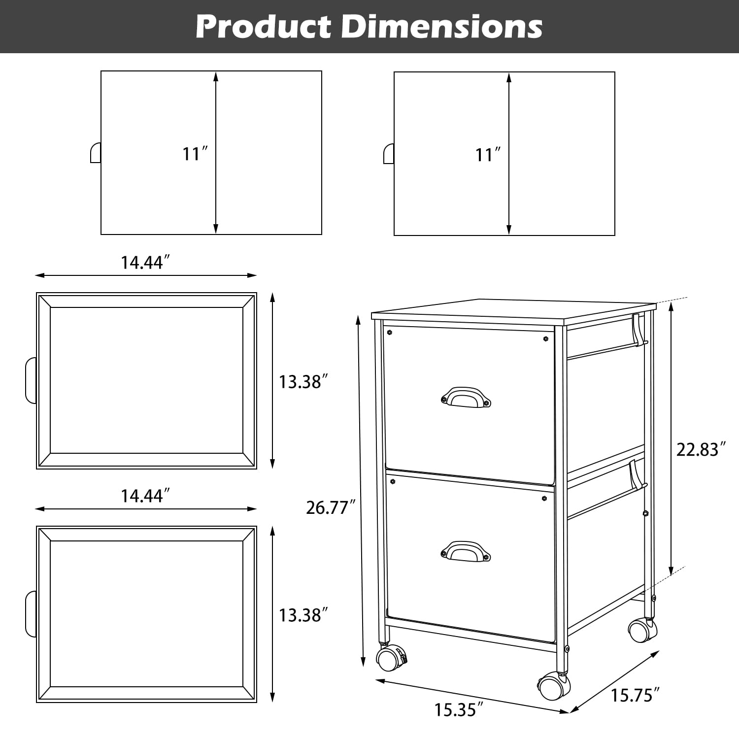 TOPSKY Mobile File Cabinet, Fabric Vertical File Cabinet for Letter Size (Rustic Brown, 2 Drawer)