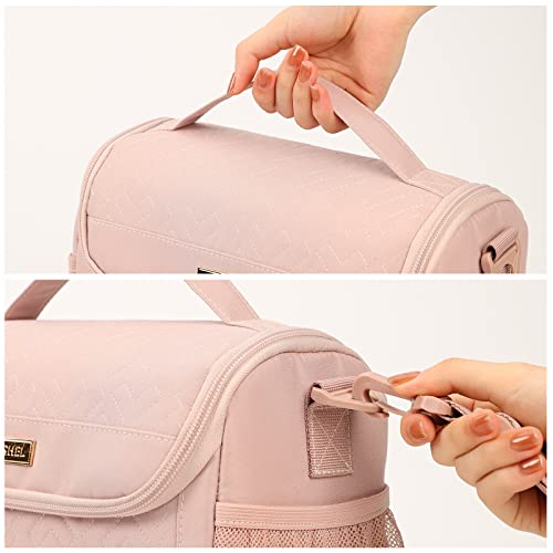 NISHEL Lunch Bag for Women, Portable Insulated Lunch Box with Shoulder Strap, Resuable Leakproof Lunch Cooler Bag for Work, Pink