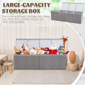 Patelai Large Toy Box Chest Collapsible Sturdy Storage Bins with Lid and Handles Christmas Toy Box Chest Storage Organizer for Playroom Bedroom Christmas Gift (Gray,49.2 x 13 x 15.7'')