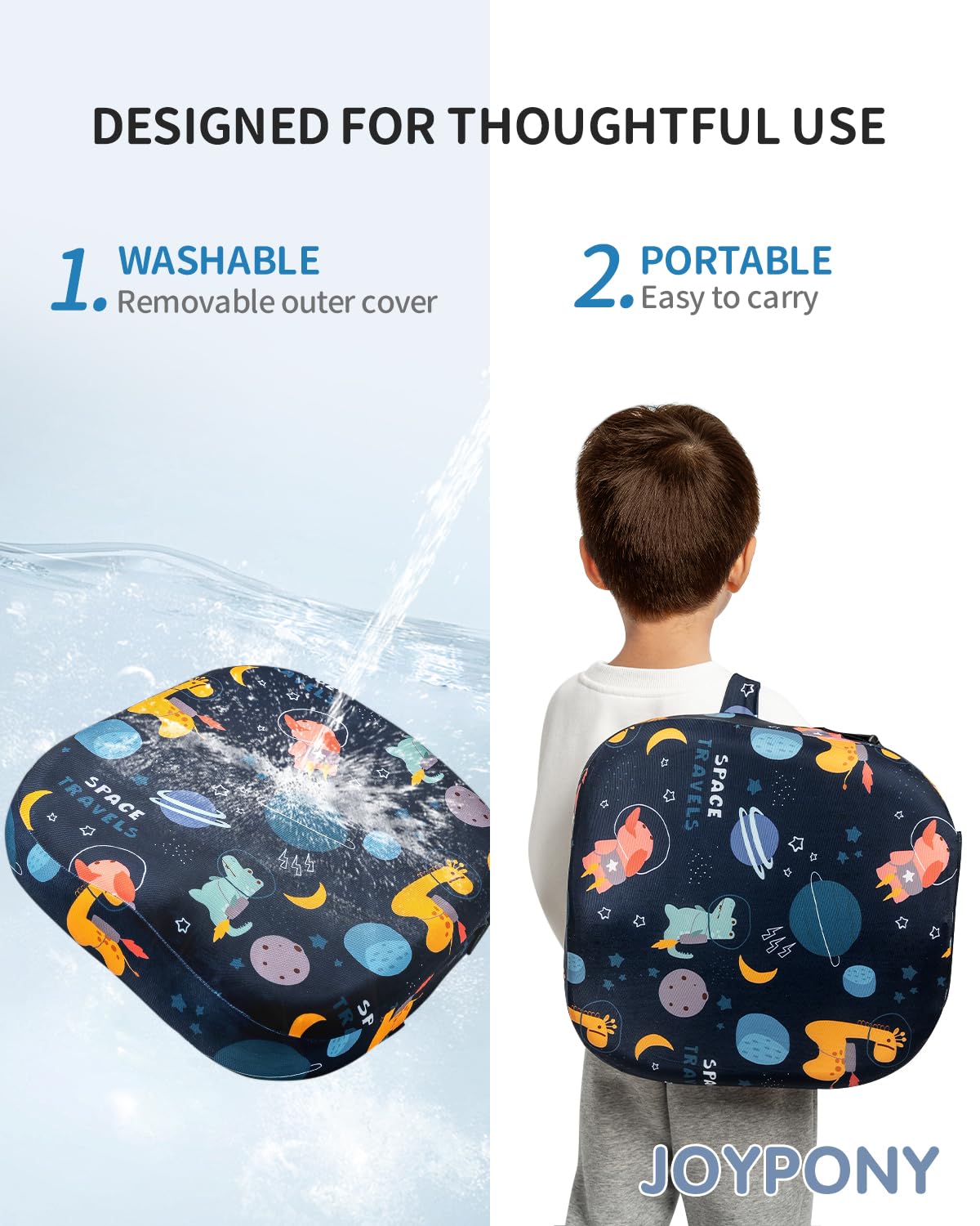 Toddler Booster Seat for Dining Table, 4 inch Ergonomic Design Dining Chair Heightening Cushion Portable Dismountable Eating, Washable Kids Toddler Booster Cushion, Adjustable Elasticity Straps (Star)