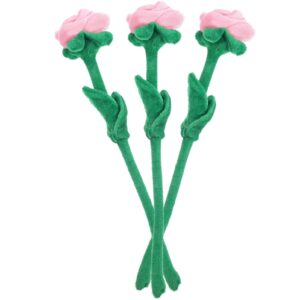 nuobesty collection flowers 3pcs bend plush rose manual specimen bride animal toys