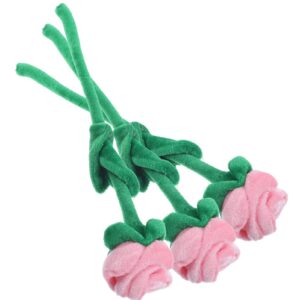 NUOBESTY Collection Flowers 3pcs Bend Plush Rose Manual Specimen Bride Animal Toys