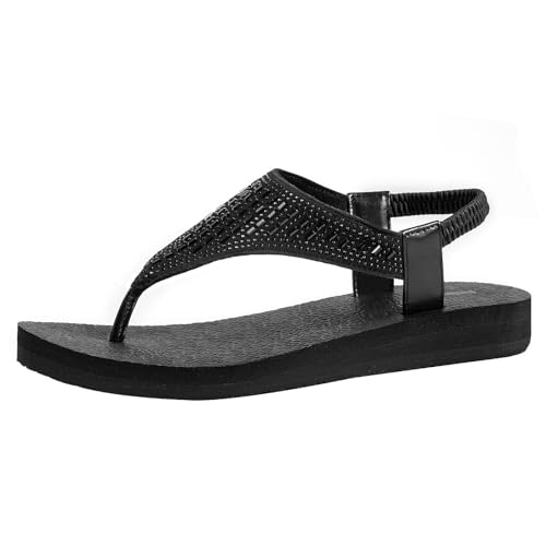 Ranberone Women's Yoga Mat Meditation Flat Sandals Black Size 8.5