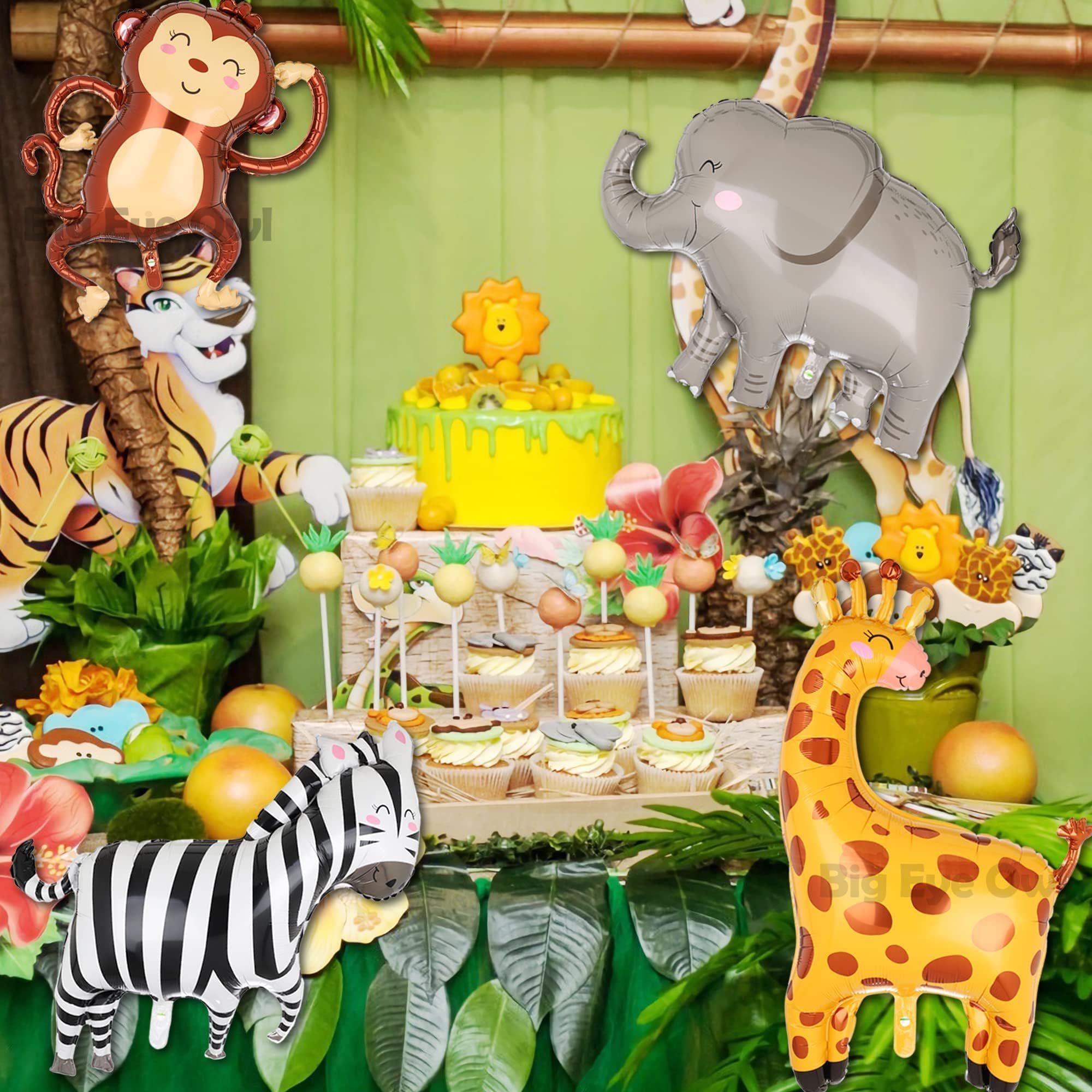 Jungle Safari Animal Balloons Birthday Party Decorations Giant Safari Balloon For Boy Wild One Theme Zoo Monkey Elephant Zebra Leopard Crocodile Giraffe Shaped