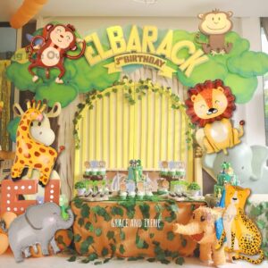 Jungle Safari Animal Balloons Birthday Party Decorations Giant Safari Balloon For Boy Wild One Theme Zoo Monkey Elephant Zebra Leopard Crocodile Giraffe Shaped