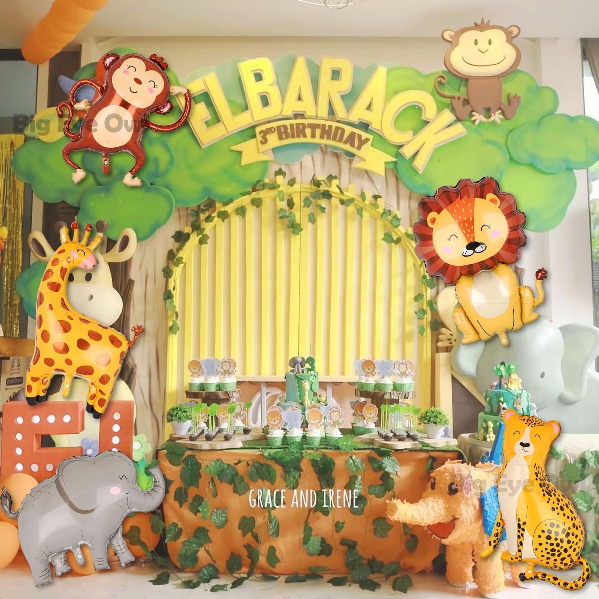 Jungle Safari Animal Balloons Birthday Party Decorations Giant Safari Balloon For Boy Wild One Theme Zoo Monkey Elephant Zebra Leopard Crocodile Giraffe Shaped