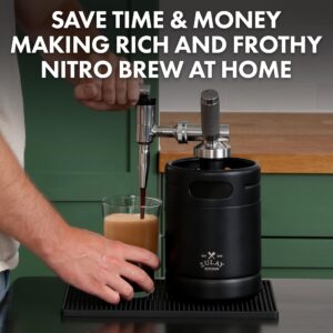 Zulay Nitro Cold Brew Coffee Maker - Gift for Coffee Lovers - Large 64 oz Home Keg - Nitro Cold Brew Keg with Creamer Faucet - Nitro Cold Brew Coffee Maker for Home - Collapsible Funnel & Drip Mat