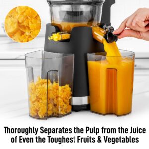 Zulay Fruit Press Machine - Masticating Juicer Machine with High Yield, Quiet Motor, & Reverse Function - Cold Press & Carrot Juicer with Wide Chute - Slow Juicer Machines for Fruits & Vegetables