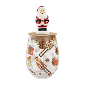 mud pie christmas wine glass, nutcracker, 16 oz