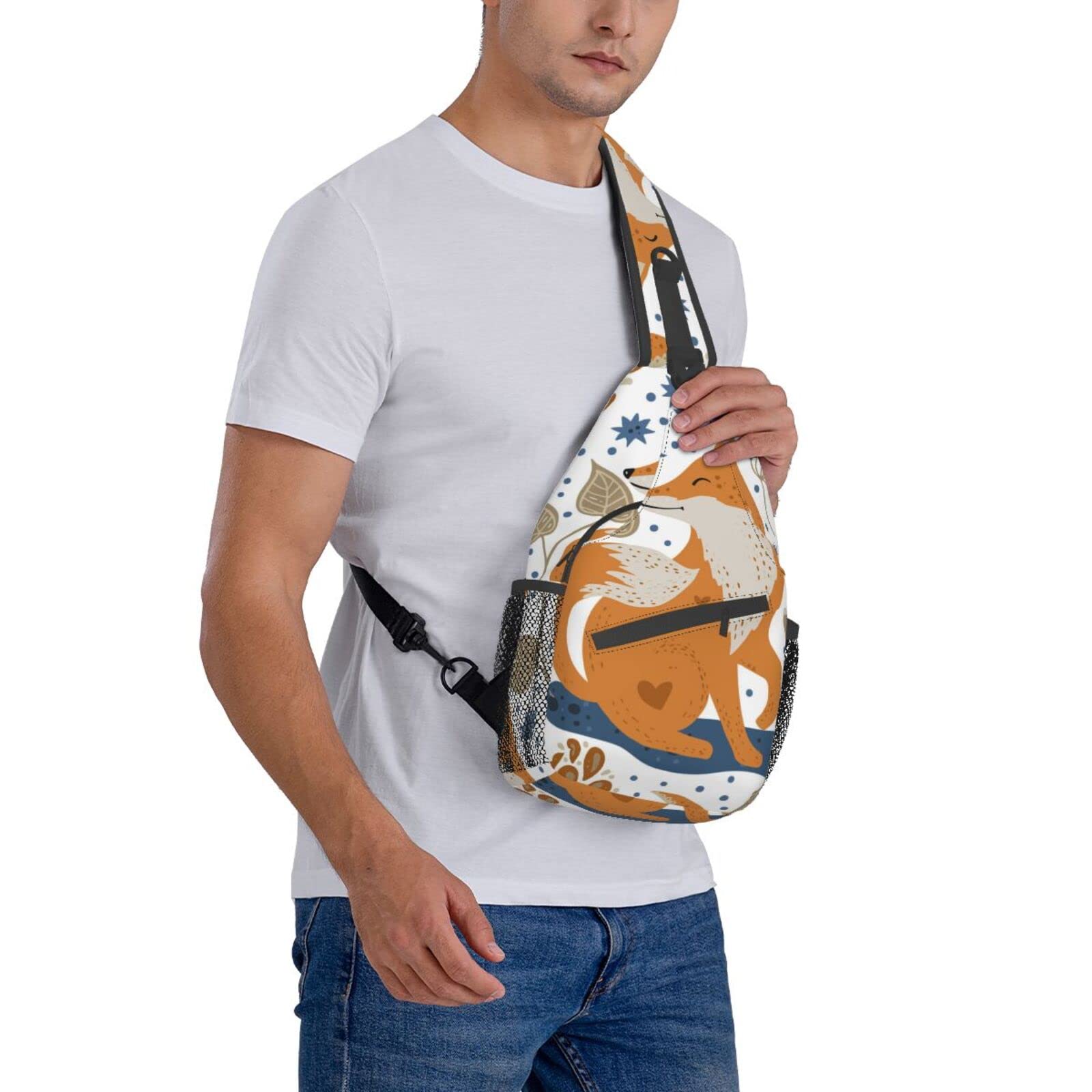 Fox Sling Bag, Chest Bag Daypack, Crossbody Sling Backpack for Travel Sports Running Hiking