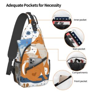 Fox Sling Bag, Chest Bag Daypack, Crossbody Sling Backpack for Travel Sports Running Hiking