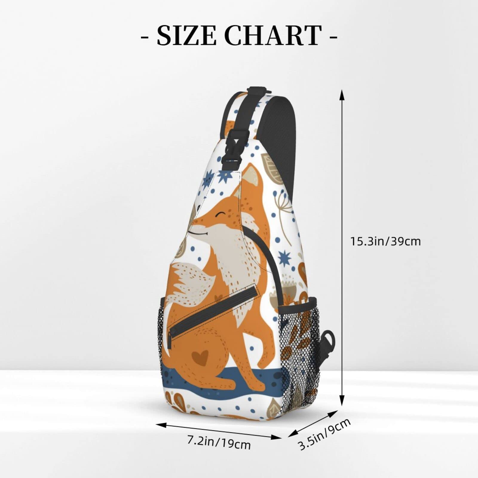 Fox Sling Bag, Chest Bag Daypack, Crossbody Sling Backpack for Travel Sports Running Hiking