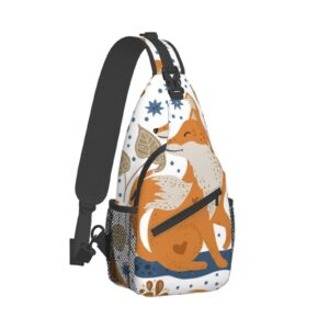 Fox Sling Bag, Chest Bag Daypack, Crossbody Sling Backpack for Travel Sports Running Hiking