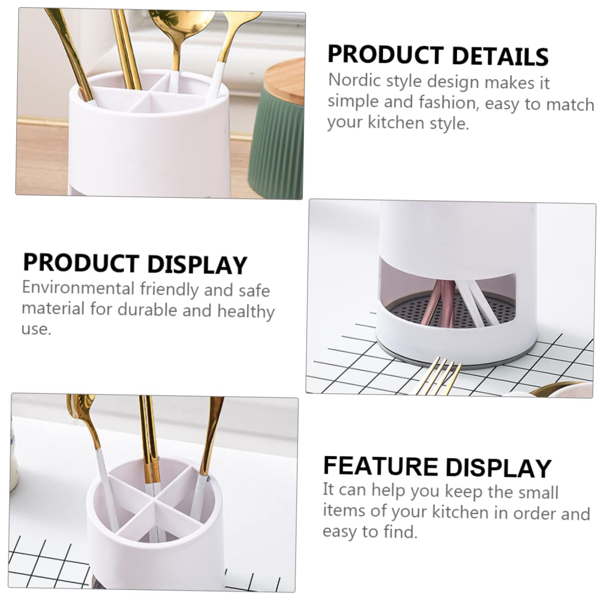 SHOWERORO 1pc Cutlery Storage Container Kitchen Utensil Holder Chopsticks Holder Desktop Stand Plastic Utensil Plastic Cutlery Tray Utensil Organizer White Abs To Open Manager