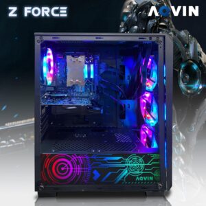 AQVIN Gaming PC Tower Desktop | Intel i7 Processor up to 4.0 GHz | GTX 1050 Ti 4GB GDDR5 Gaming GPU | 1TB SSD Solid State Drive 32 GB DDR4 RAM | Windows 10 Pro WiFi Ready (Renewed)