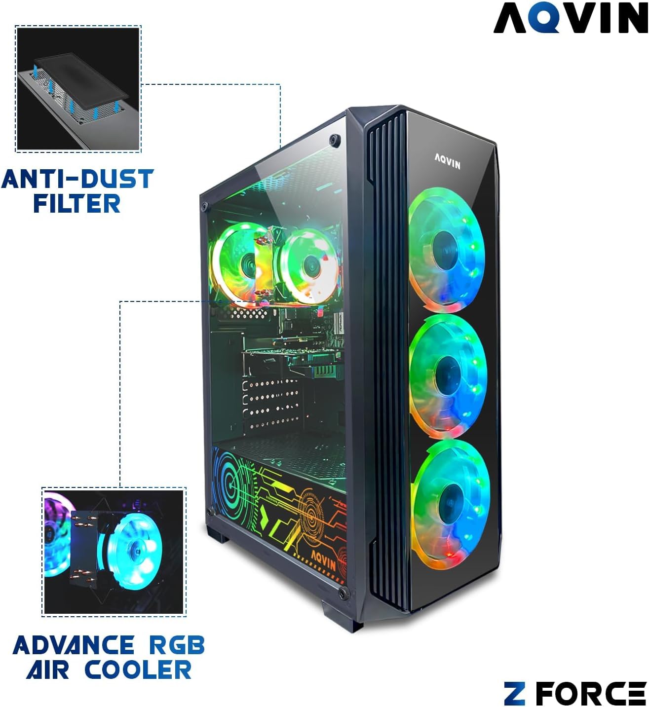 AQVIN Gaming PC Tower Desktop | Intel i7 Processor up to 4.0 GHz | GTX 1050 Ti 4GB GDDR5 Gaming GPU | 1TB SSD Solid State Drive 32 GB DDR4 RAM | Windows 10 Pro WiFi Ready (Renewed)