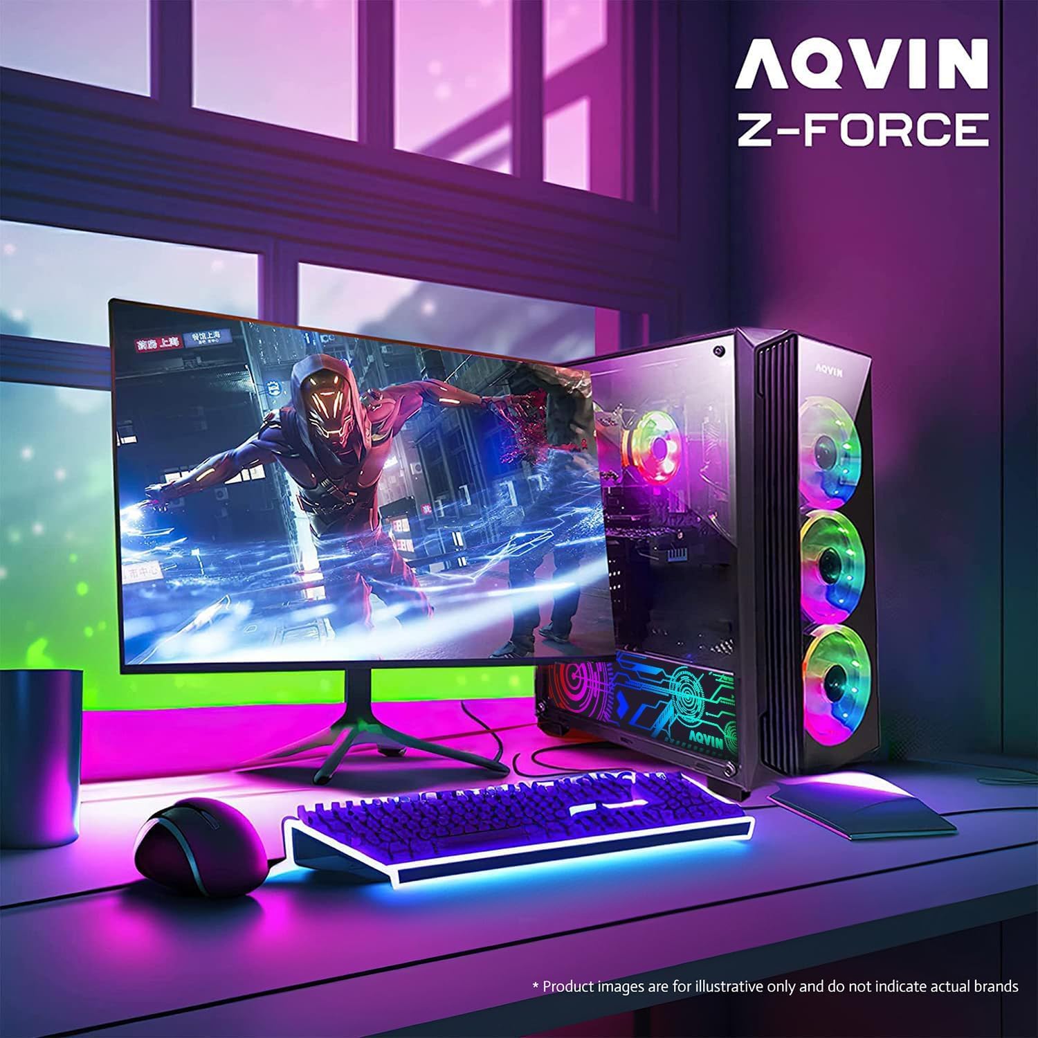 AQVIN Gaming PC Tower Desktop | Intel i7 Processor up to 4.0 GHz | GTX 1050 Ti 4GB GDDR5 Gaming GPU | 1TB SSD Solid State Drive 32 GB DDR4 RAM | Windows 10 Pro WiFi Ready (Renewed)