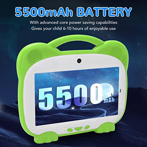 Cosiki Kids Touch Tablet, HD 1080P 5500mAh 7 Inch Support WiFi 4GB and 32GB Children Tablet for Android 10.0 for Girls (Green)