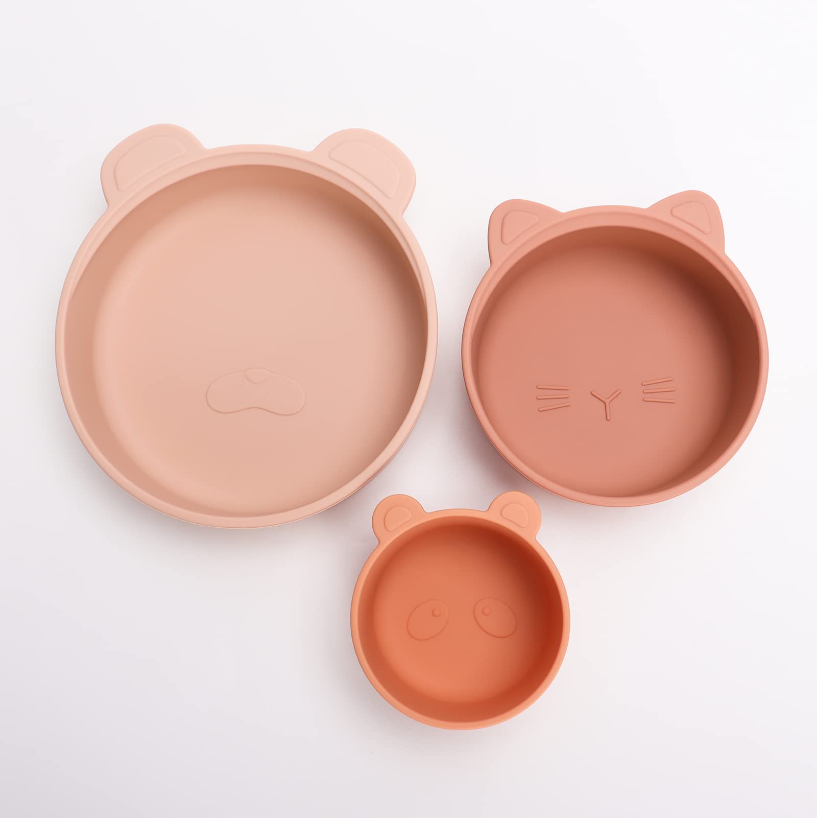 Ali+Oli Children's (3pc) Stackable Snack Bowl Set (Terracotta Blush) BPA Free Food-Grade Silicone Bowls for Infant & Toddler