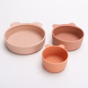 Ali+Oli Children's (3pc) Stackable Snack Bowl Set (Terracotta Blush) BPA Free Food-Grade Silicone Bowls for Infant & Toddler