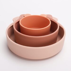 Ali+Oli Children's (3pc) Stackable Snack Bowl Set (Terracotta Blush) BPA Free Food-Grade Silicone Bowls for Infant & Toddler