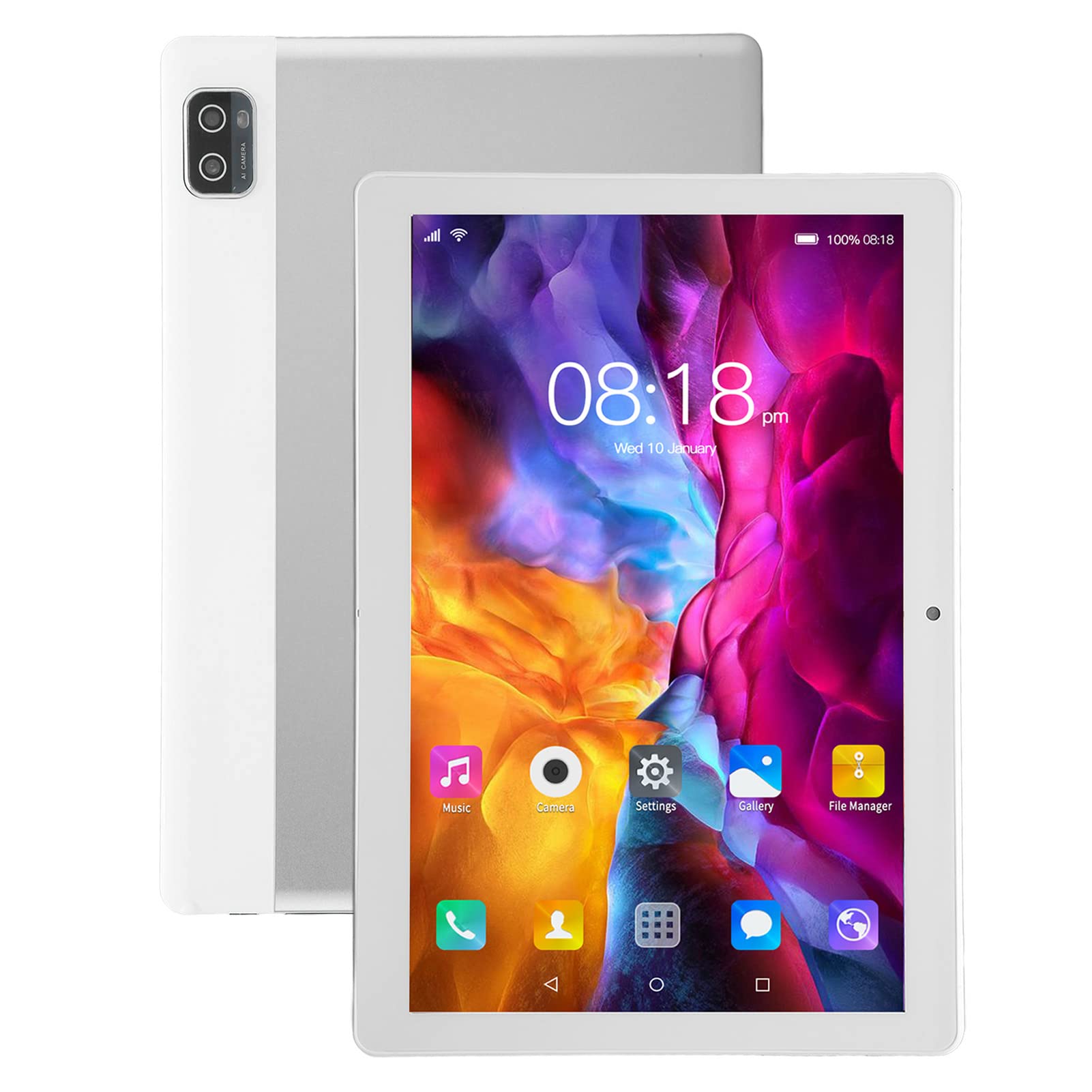 asixxsix Tablet 101 inch Tablet Android 12 6gb ram Tablets 101in Tablet Silver 5G WiFi Calling for Android 12 6GB 128GB 1960x1080 Resolution MT6592 10 Cores Tablet 100‑240V US Plug