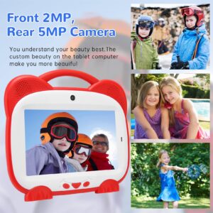 Kids Tablet, US Plug 100‑240V Dual Camera Kids Tablet 5500mAh 7 Inch Support WiFi HD 1080P for Children (Red)