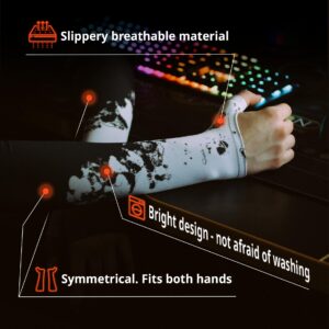 Selerity Gaming Arm Sleeve PC Sport open glove thumb hole esports gamers Paints Spray, White Black, Medium