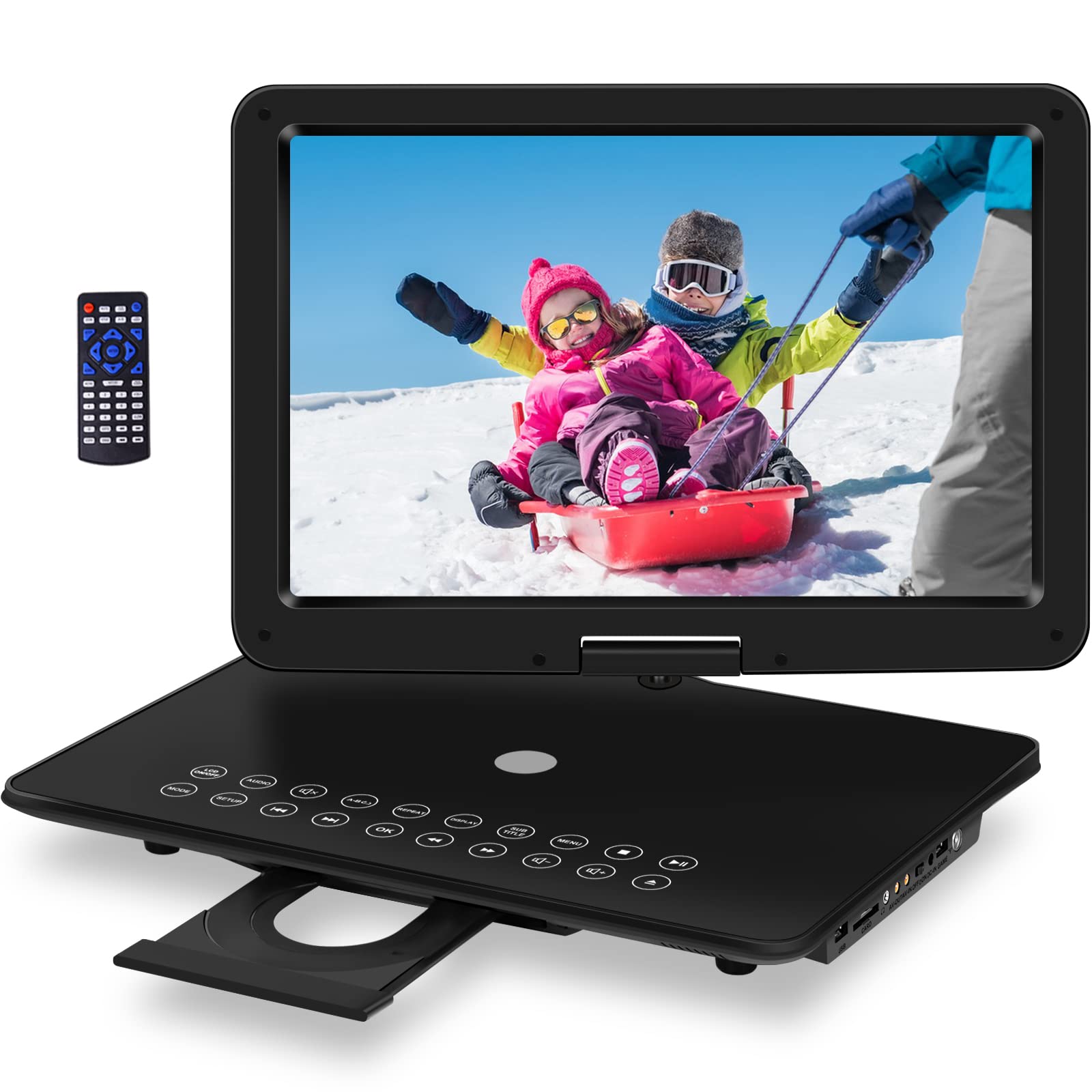 19.6" Portable DVD Player with 17.1" HD Swivel Screen, 4H Rechargeable Battery, Support USB/SD Card/Discs/Sync TV, Dual Stereo Speakers, Last Memory, Car Charger, Remote Control