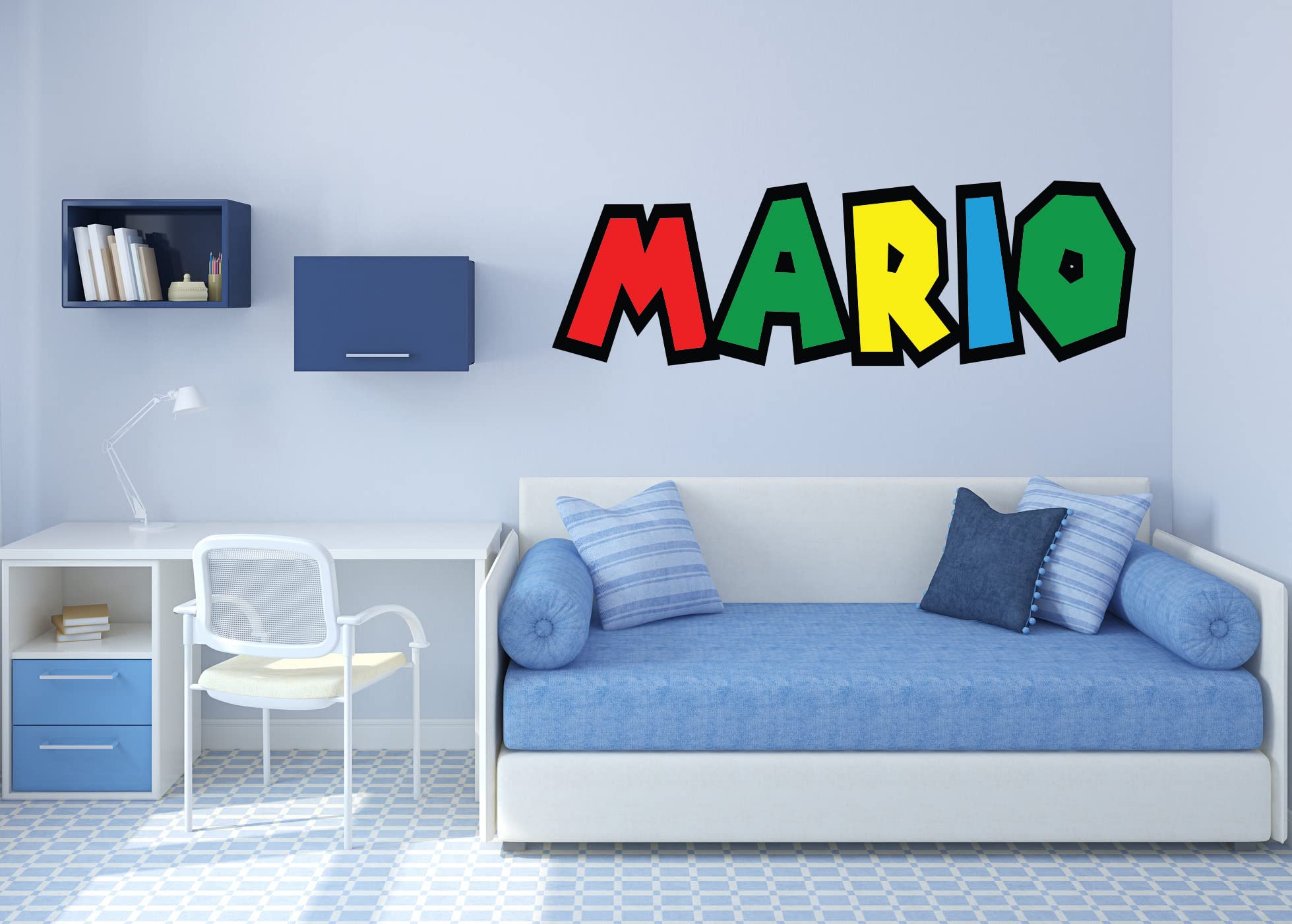 Custom Name Wall Decal - Personalized Name Wall Sticker - Mario Wall Sticker - Graffiti Name Wall Decal - Unisex Wall Art Decor - Wall Decal for Nursery Bedroom Decoration (Wide 15")