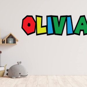 Custom Name Wall Decal - Personalized Name Wall Sticker - Mario Wall Sticker - Graffiti Name Wall Decal - Unisex Wall Art Decor - Wall Decal for Nursery Bedroom Decoration (Wide 15")