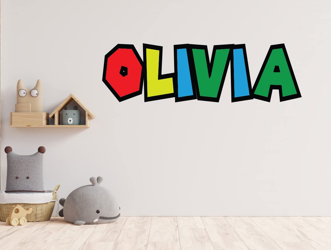 Custom Name Wall Decal - Personalized Name Wall Sticker - Mario Wall Sticker - Graffiti Name Wall Decal - Unisex Wall Art Decor - Wall Decal for Nursery Bedroom Decoration (Wide 15")