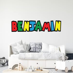 Custom Name Wall Decal - Personalized Name Wall Sticker - Mario Wall Sticker - Graffiti Name Wall Decal - Unisex Wall Art Decor - Wall Decal for Nursery Bedroom Decoration (Wide 15")