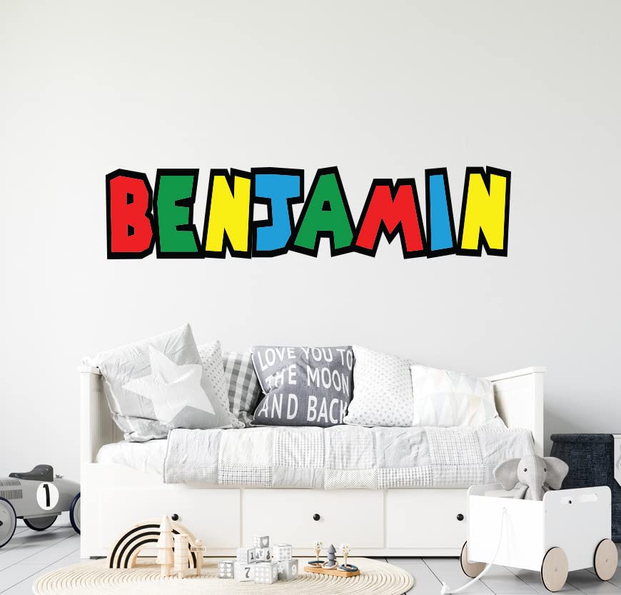 Custom Name Wall Decal - Personalized Name Wall Sticker - Mario Wall Sticker - Graffiti Name Wall Decal - Unisex Wall Art Decor - Wall Decal for Nursery Bedroom Decoration (Wide 15")