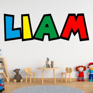 Custom Name Wall Decal - Personalized Name Wall Sticker - Mario Wall Sticker - Graffiti Name Wall Decal - Unisex Wall Art Decor - Wall Decal for Nursery Bedroom Decoration (Wide 15")