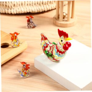 FOYTOKI Japanese Style Animals Statues Home Decors 4pcs Animal Decorations Japanese-Style Glass Crafts Rooster Statue Glass Animal Miniature